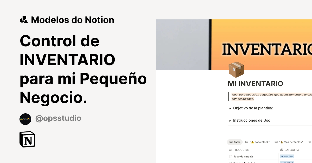 Modelo Control de INVENTARIO para mi Pequeño Negocio. | Marketplace do ...