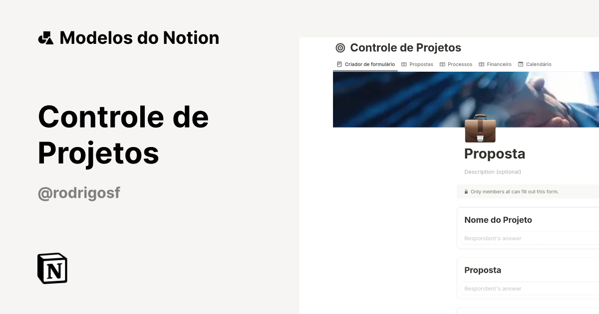 Controle de Projetos Modelo por Rodrigo Souza • Soluções simples ...
