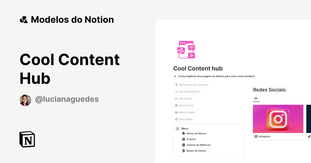 Modelo Cool Content Hub | Marketplace do Notion