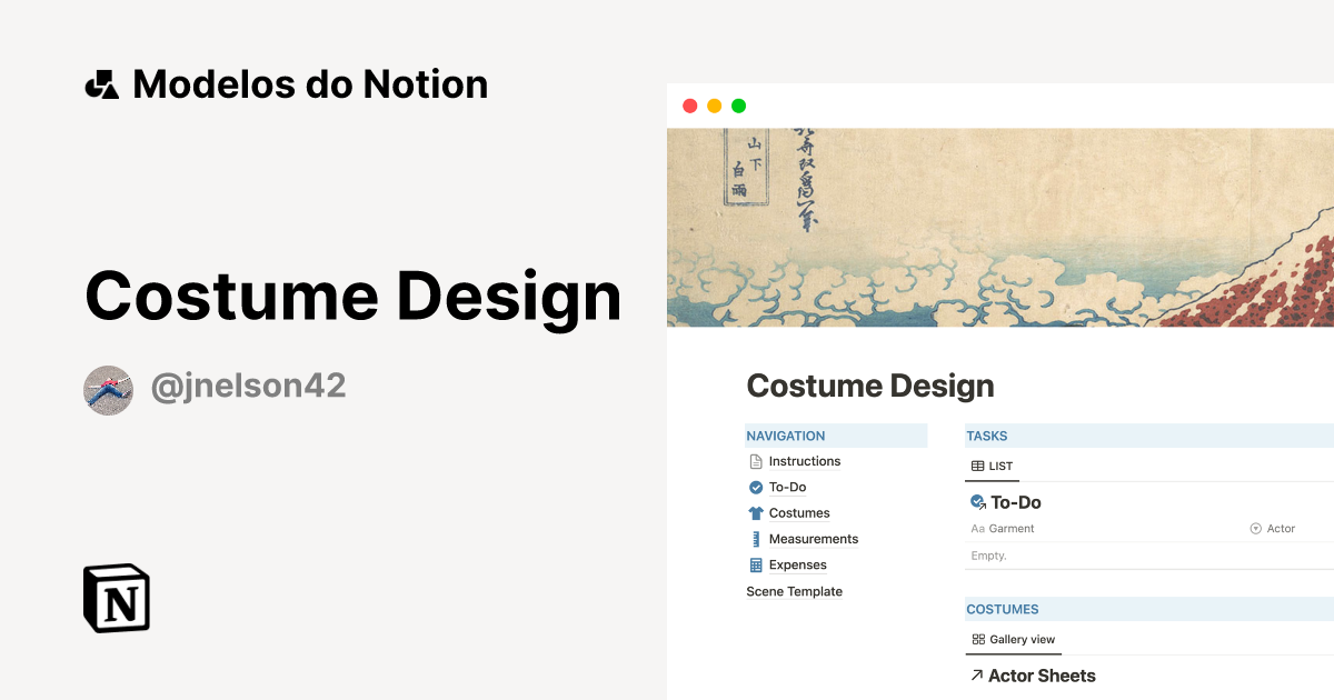 Modelo Costume Design | Marketplace do Notion