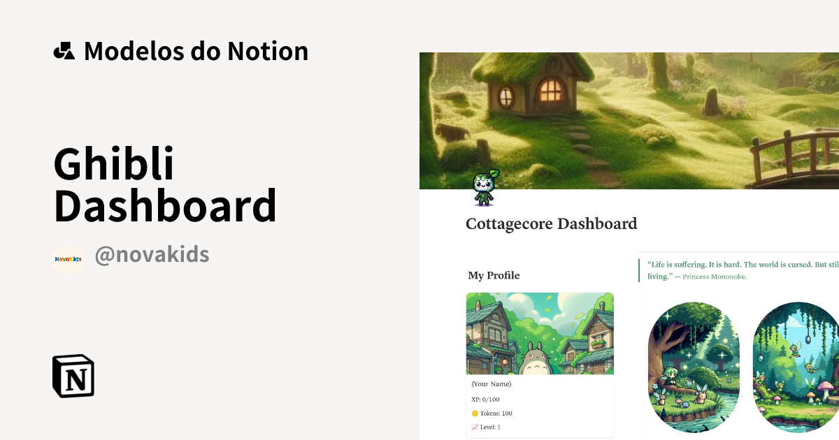 Modelo Ghibli Dashboard | Marketplace do Notion