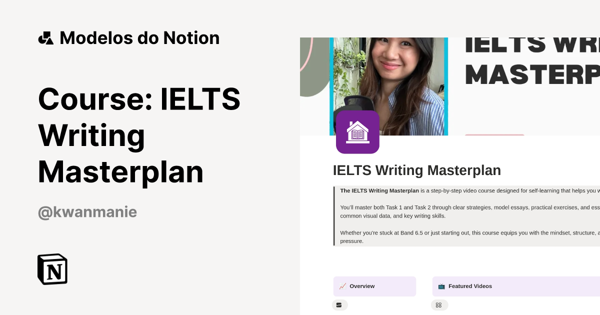 Modelo Course: IELTS Writing Masterplan | Marketplace do Notion