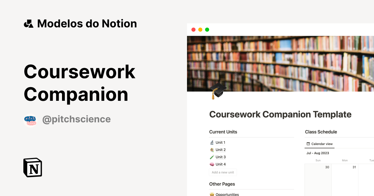 Coursework Companion Modelo por Pitch Science | Marketplace do Notion
