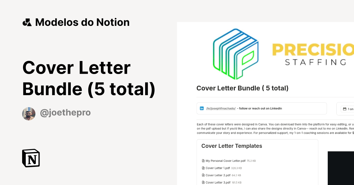 Cover Letter Bundle (5 total) Modelo por Recruiter Portfolio Template ...