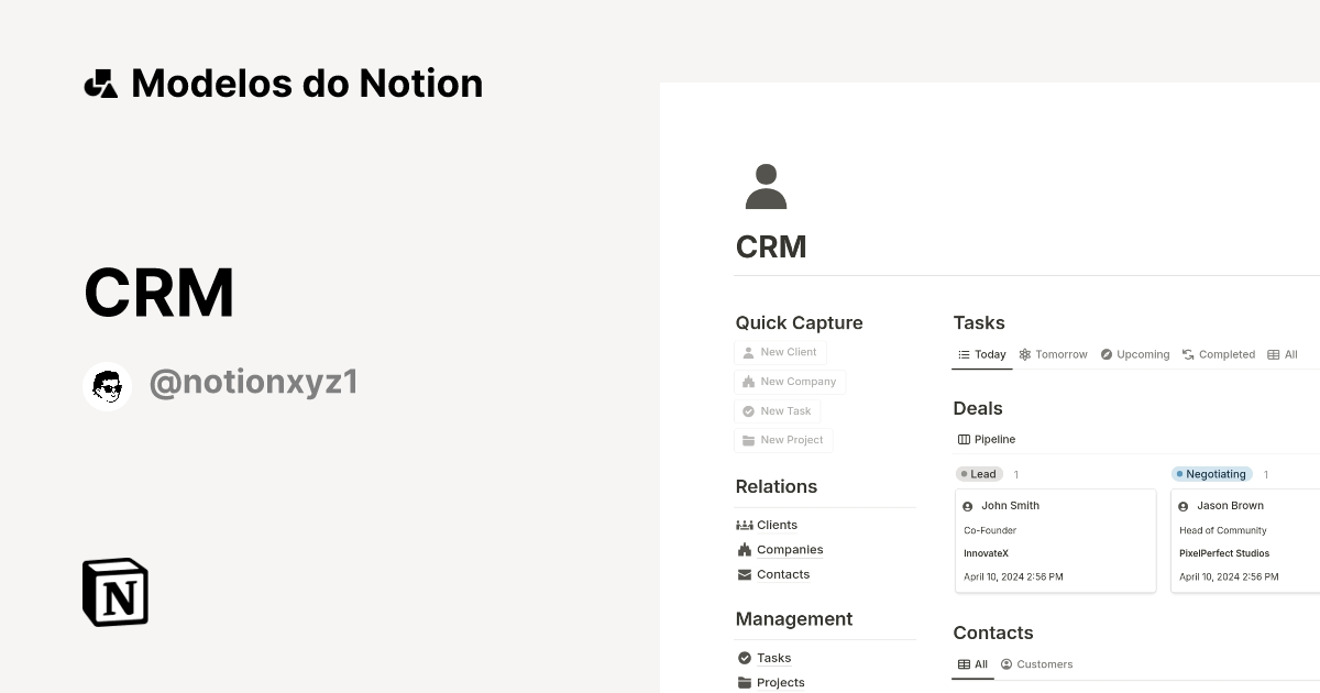 Modelo CRM | Marketplace do Notion