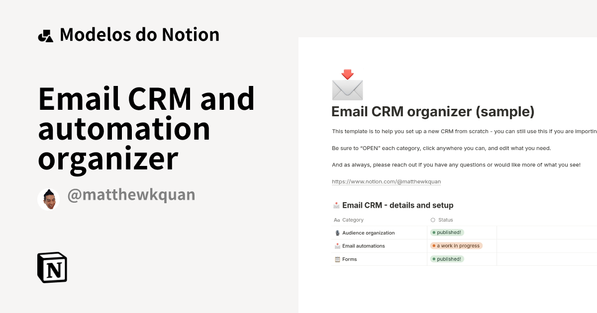 Email CRM and automation organizer Modelo por Matthew Quan ...