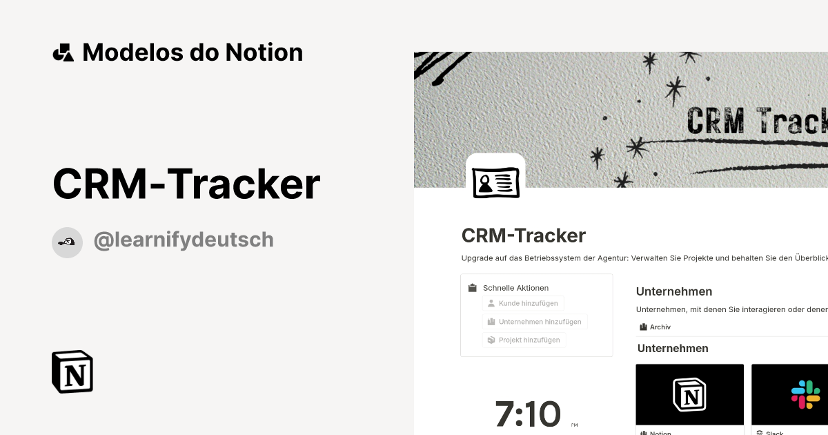 Modelo CRM-Tracker | Marketplace do Notion