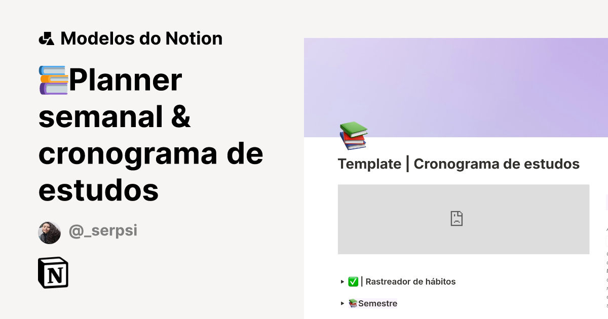 Modelo 📚Planner semanal & cronograma de estudos | Marketplace do Notion