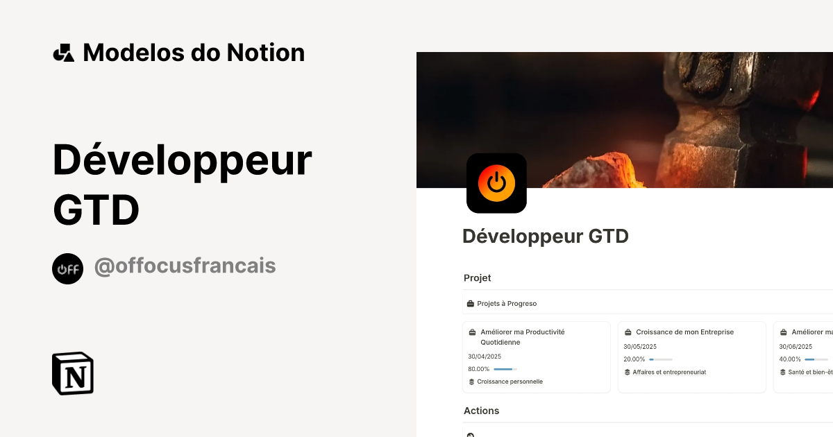 Modelo Développeur GTD | Marketplace do Notion