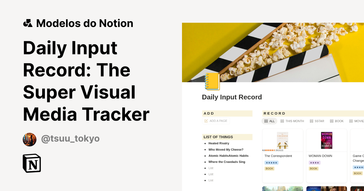 Modelo Daily Input Record: The Super Visual Media Tracker | Marketplace ...