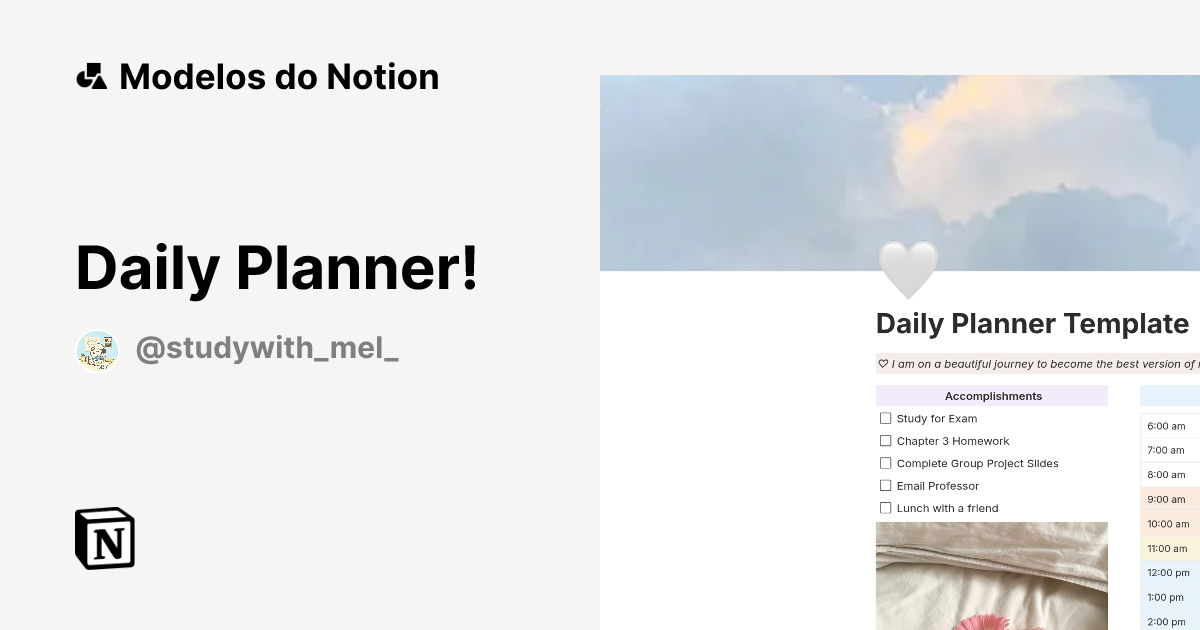 Modelo Daily Planner! | Marketplace do Notion