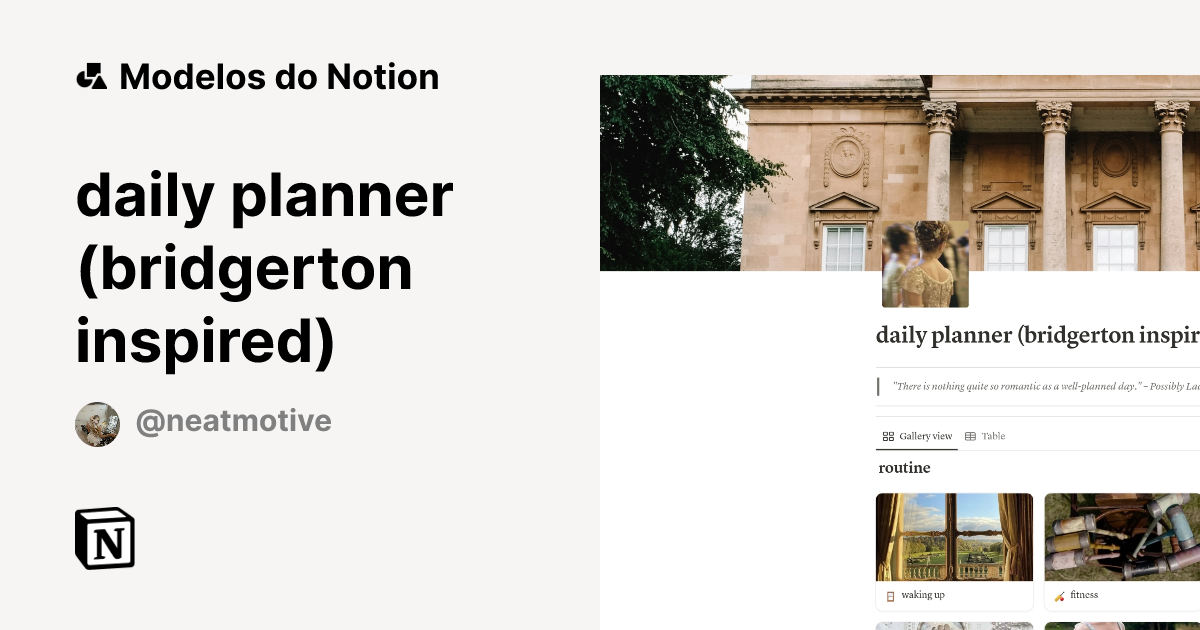 Modelo daily planner (bridgerton inspired) | Marketplace do Notion