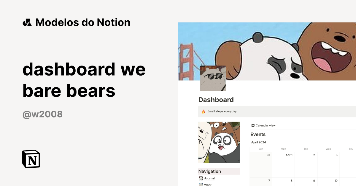 dashboard we bare bears Modelo por w2008 | Marketplace do Notion