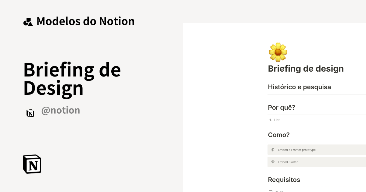 Briefing de Design Modelo por Notion | Marketplace do Notion