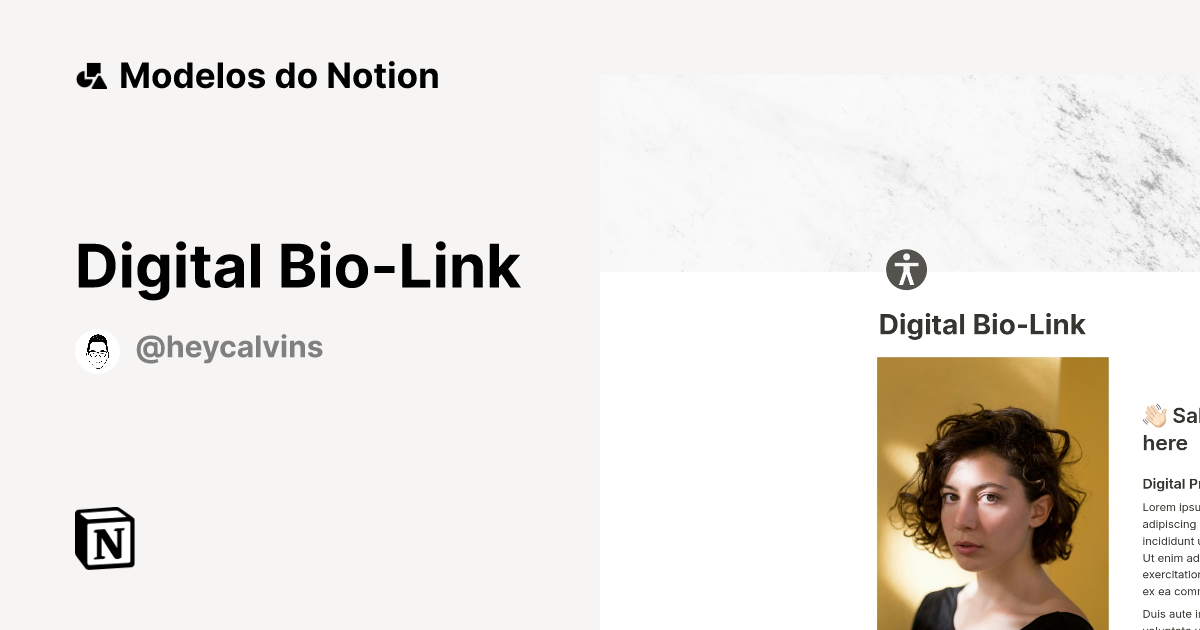 Digital Bio-Link Modelo por Calvin | Marketplace do Notion