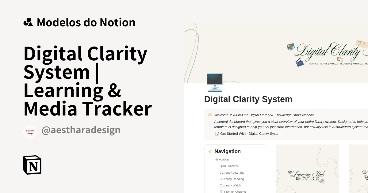 Digital Clarity System | Learning & Media Tracker Modelo por aesthara ...