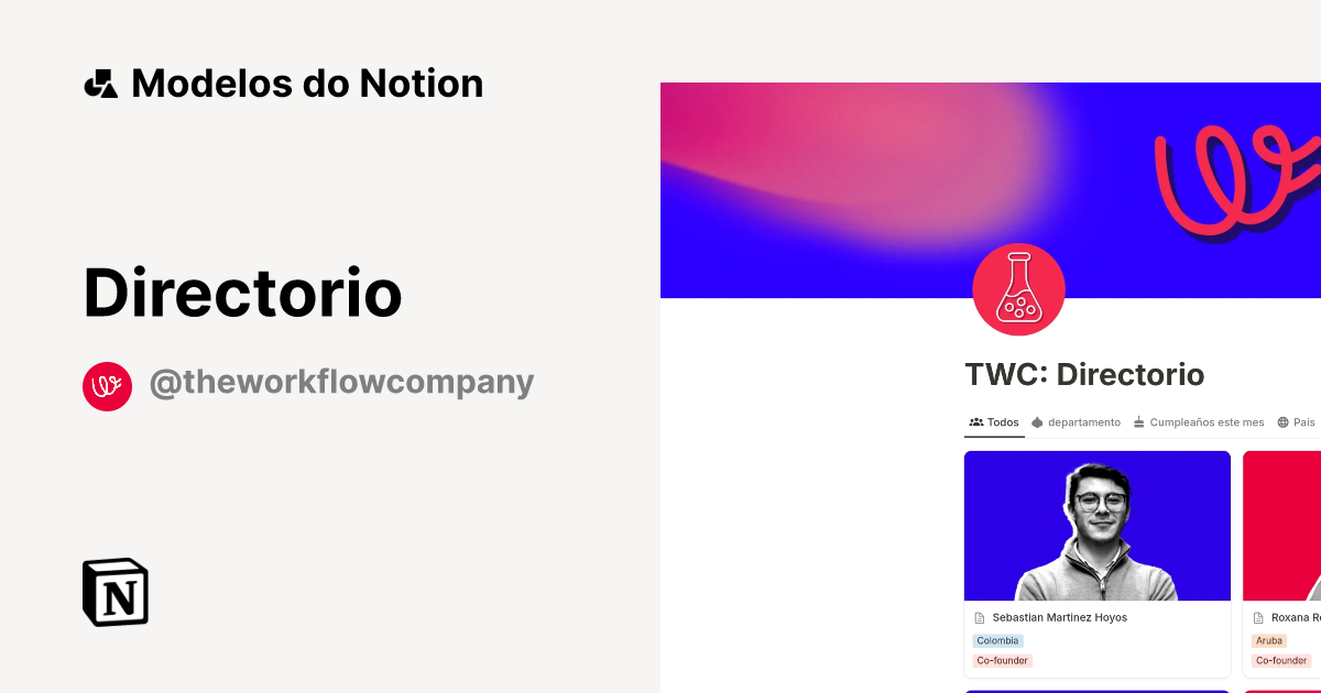 Directorio Modelo por The WorkFlow Company | Marketplace do Notion