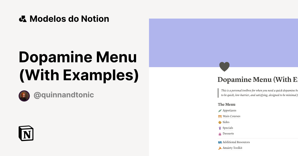 Dopamine Menu (With Examples) Modelo por Elise Quinn | Marketplace do ...