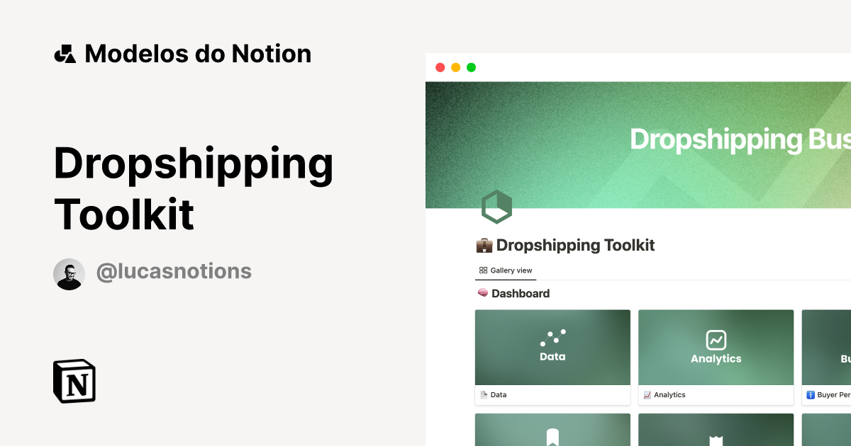 Modelo Dropshipping Toolkit | Marketplace do Notion