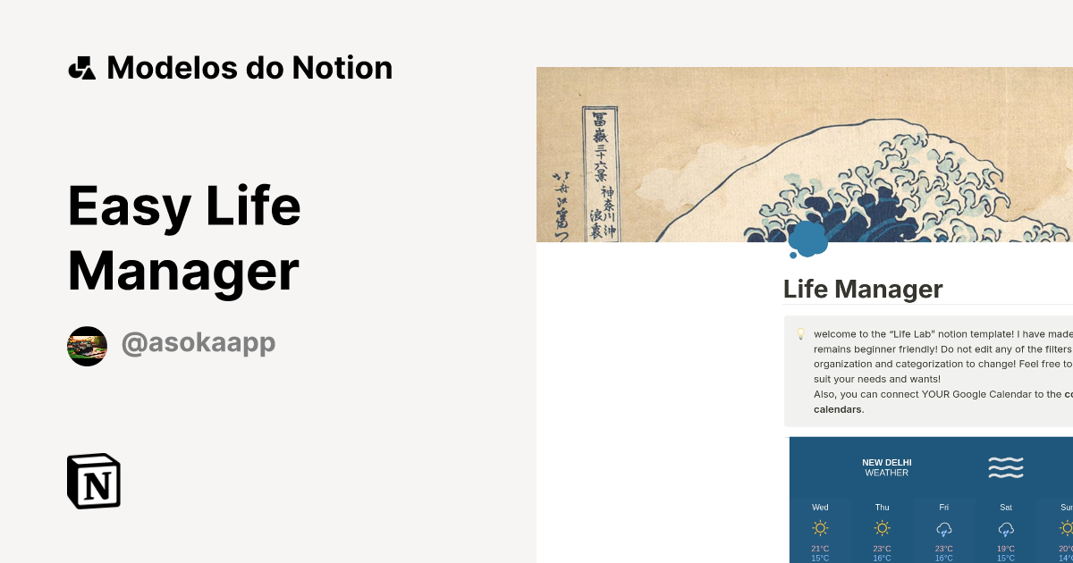 Modelo Easy Life Manager | Marketplace do Notion