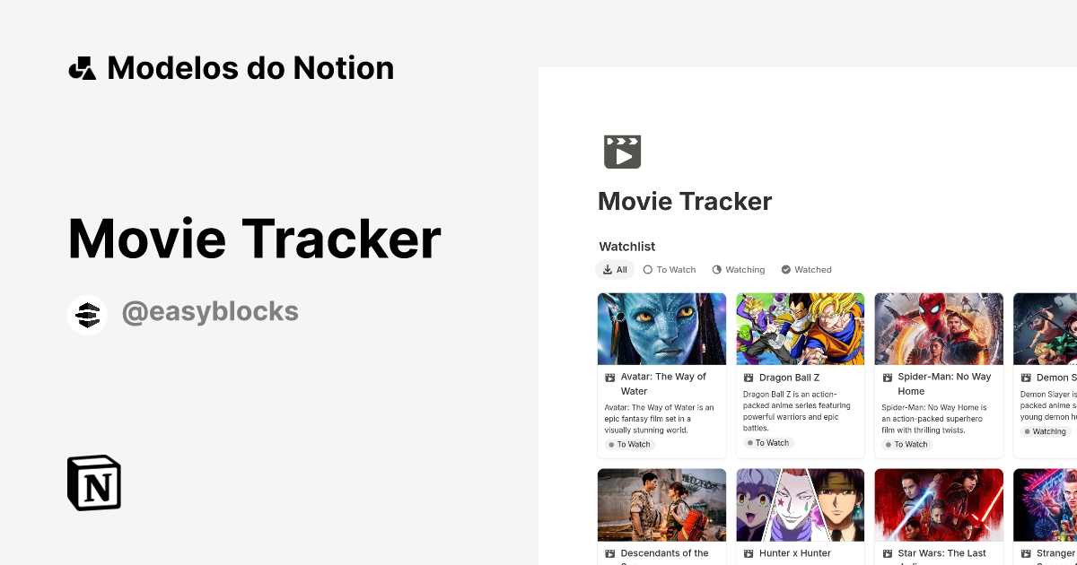 Modelo Movie Tracker | Marketplace do Notion