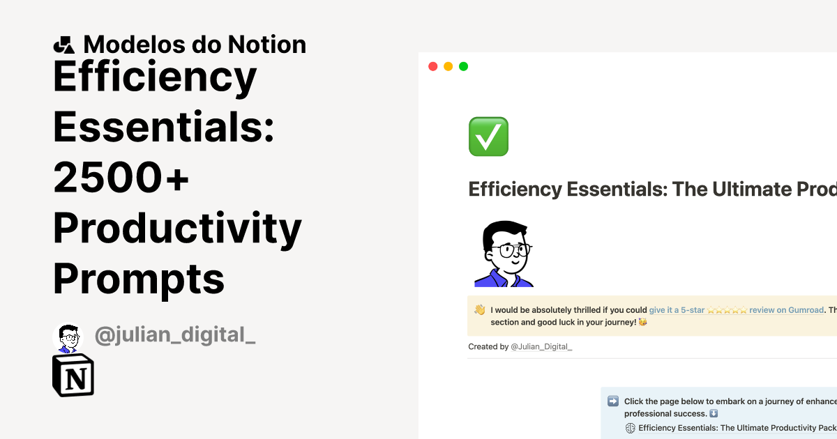 Efficiency Essentials: 2500+ Productivity Prompts Modelo por Julian | Digital Edge | Marketplace ...