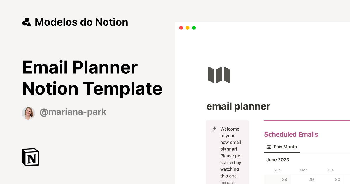 Email Planner Notion Template Modelo por Mariana Park | Marketplace do ...