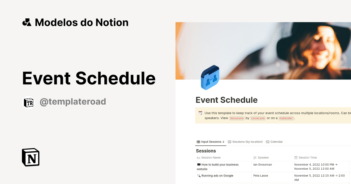 Modelo Event Schedule | Marketplace do Notion