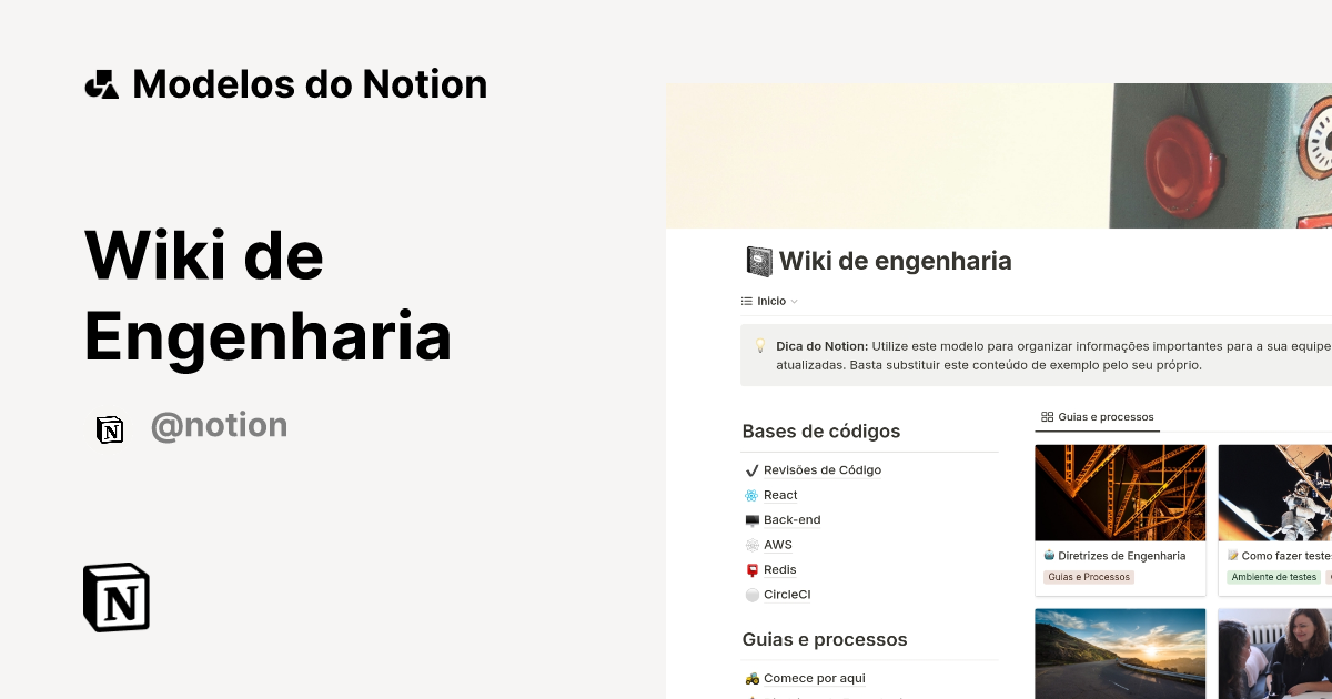 Modelo Wiki de Engenharia 2025 | Marketplace do Notion
