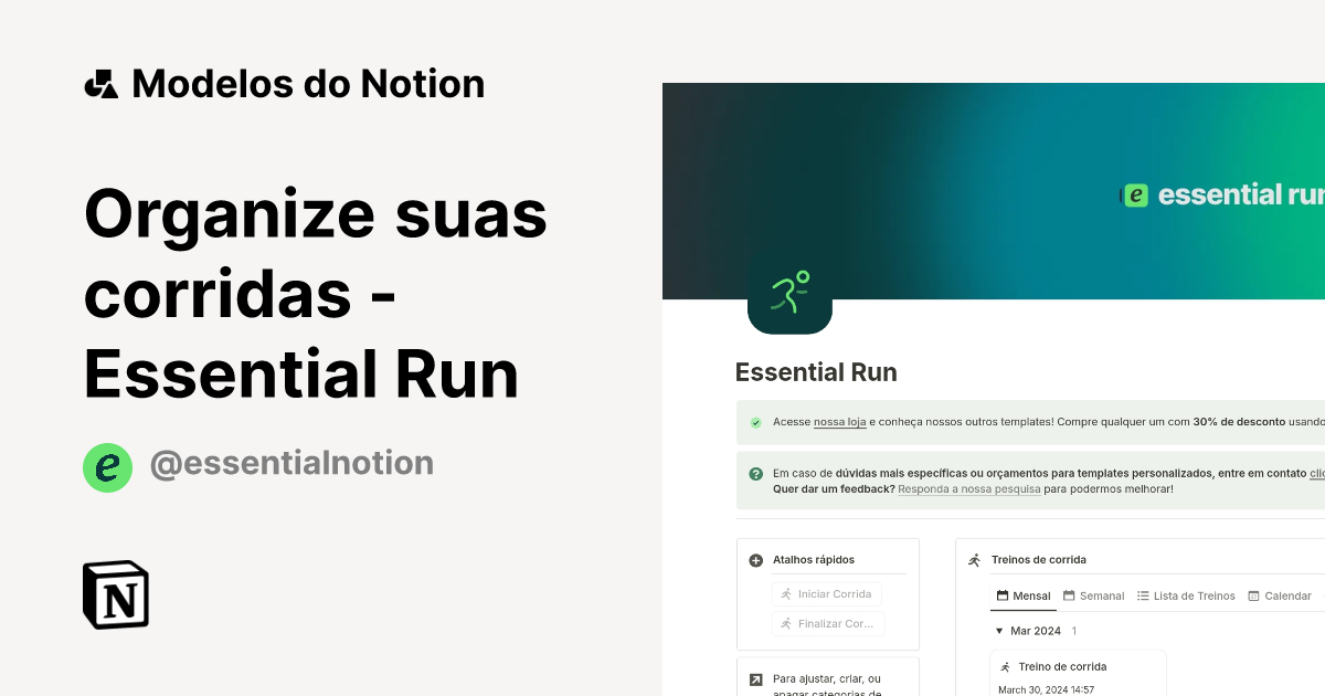 Organize suas corridas - Essential Run Modelo por Essential Notion ...