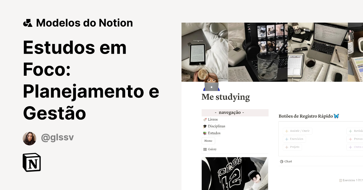 Modelo Estudos em Foco: Planejamento e Gestão | Marketplace do Notion