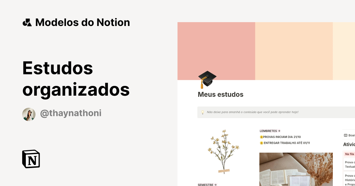 Modelo Estudos organizados | Marketplace do Notion