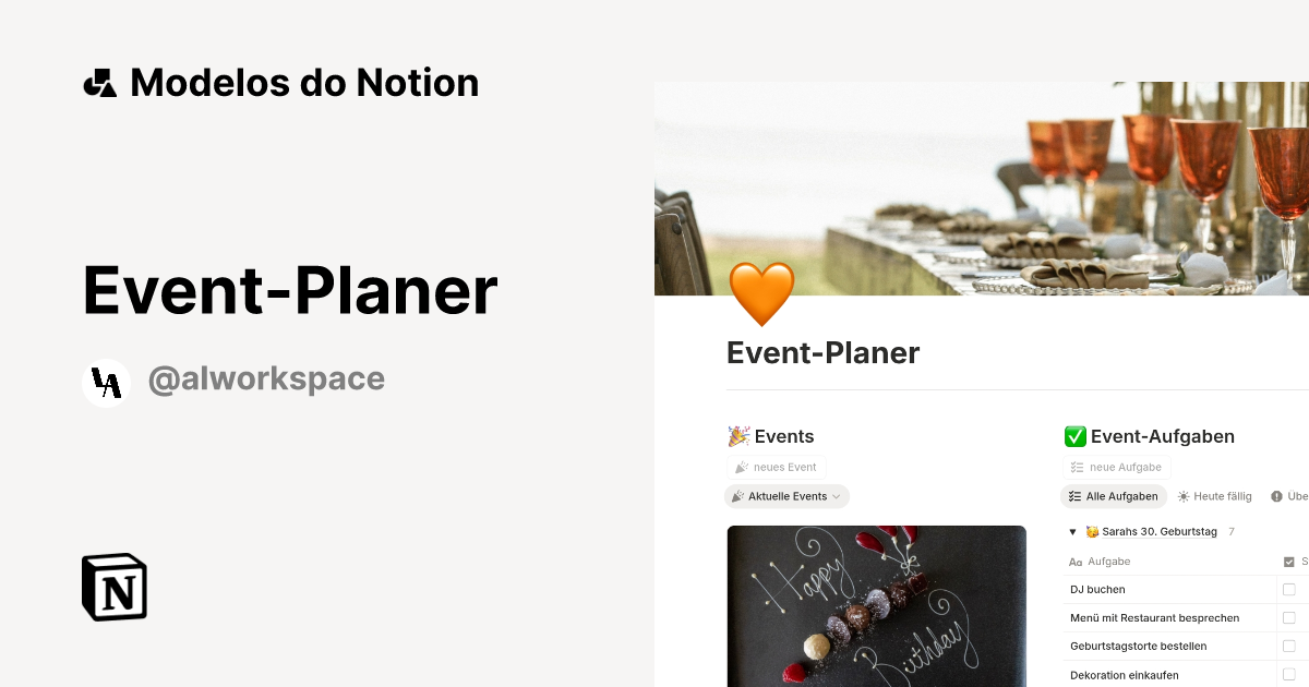 Modelo Event-Planer | Marketplace do Notion