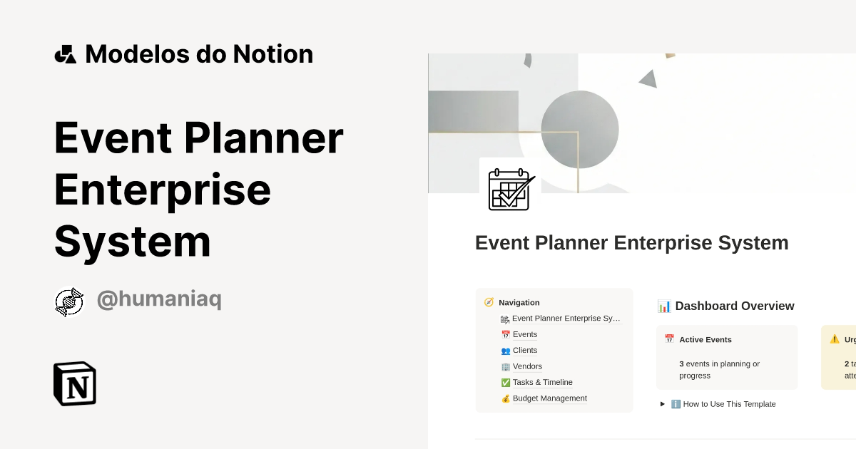 Modelo Event Planner Enterprise System | Marketplace do Notion