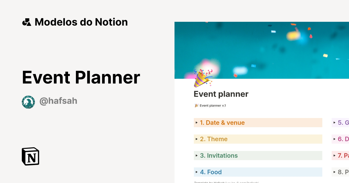 Event Planner Modelo por Hafsah I | Marketplace do Notion