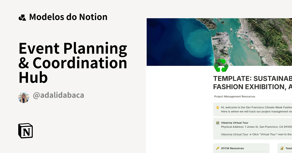 Modelo Event Planning & Coordination Hub | Marketplace do Notion