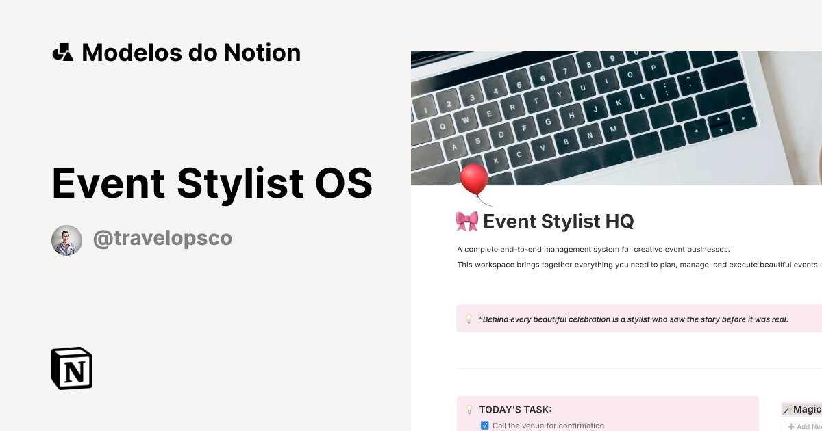 Modelo Event Stylist OS | Marketplace do Notion
