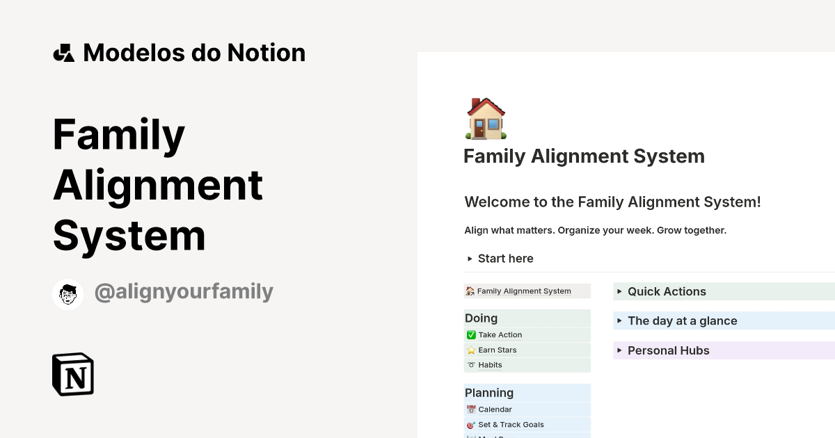 Modelo Family Alignment System | Marketplace do Notion