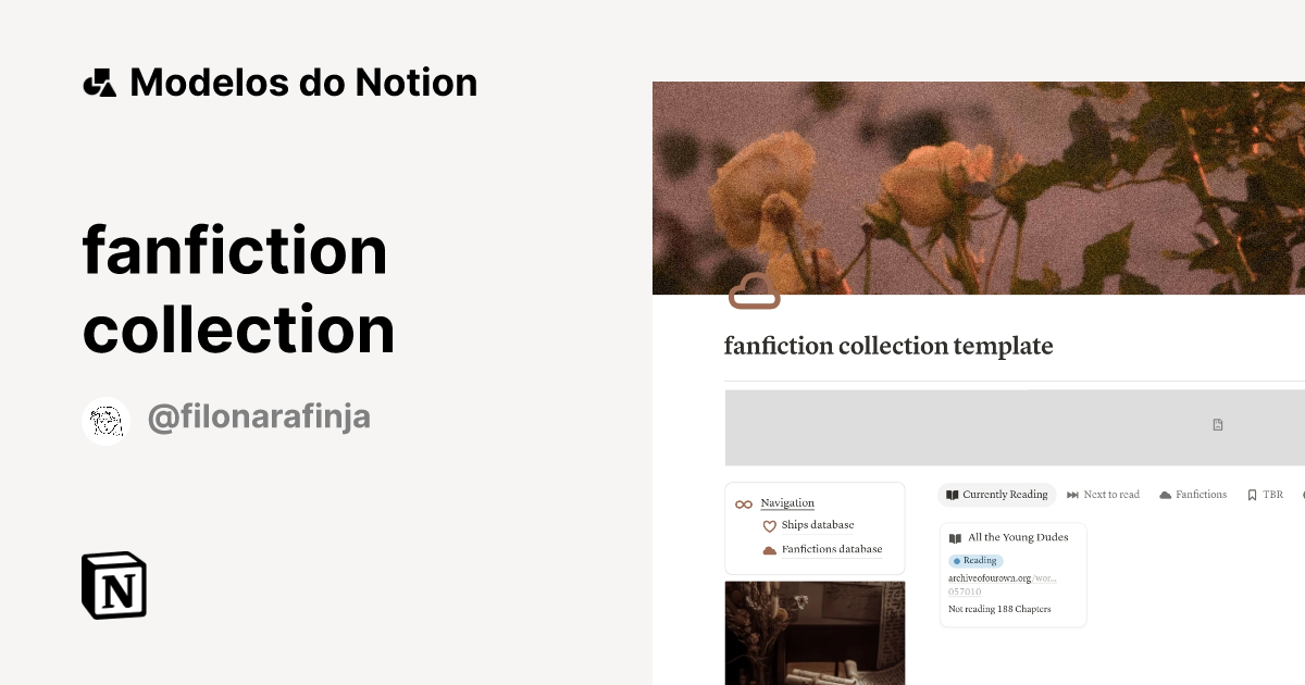 fanfiction collection Modelo por Finja | Marketplace do Notion