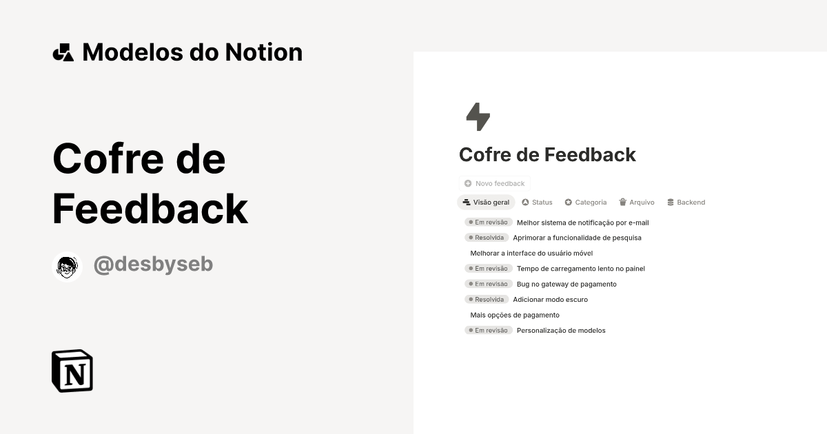 Modelo Feedback Vault | Marketplace do Notion