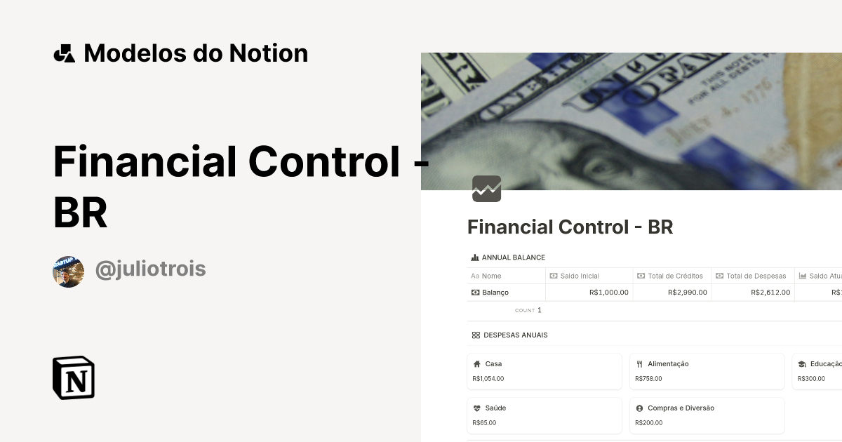 Modelo Financial Control - BR | Marketplace do Notion