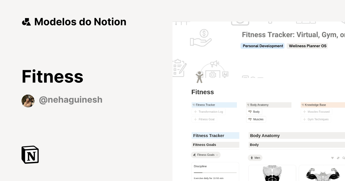 Modelo Fitness | Marketplace do Notion
