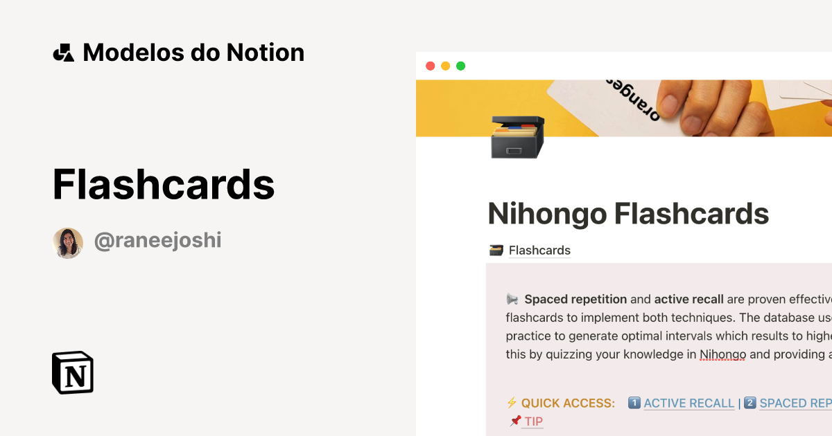 Modelo Flashcards | Marketplace do Notion