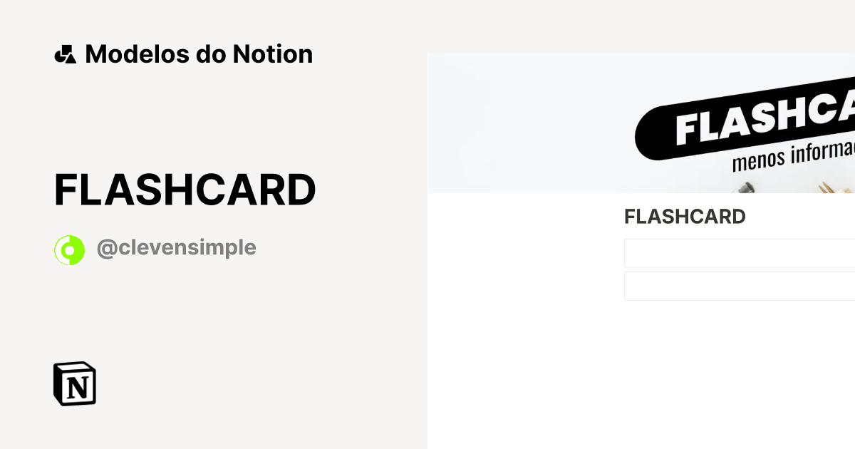 FLASHCARD Modelo por CLEVENSIMPLE. | Marketplace do Notion
