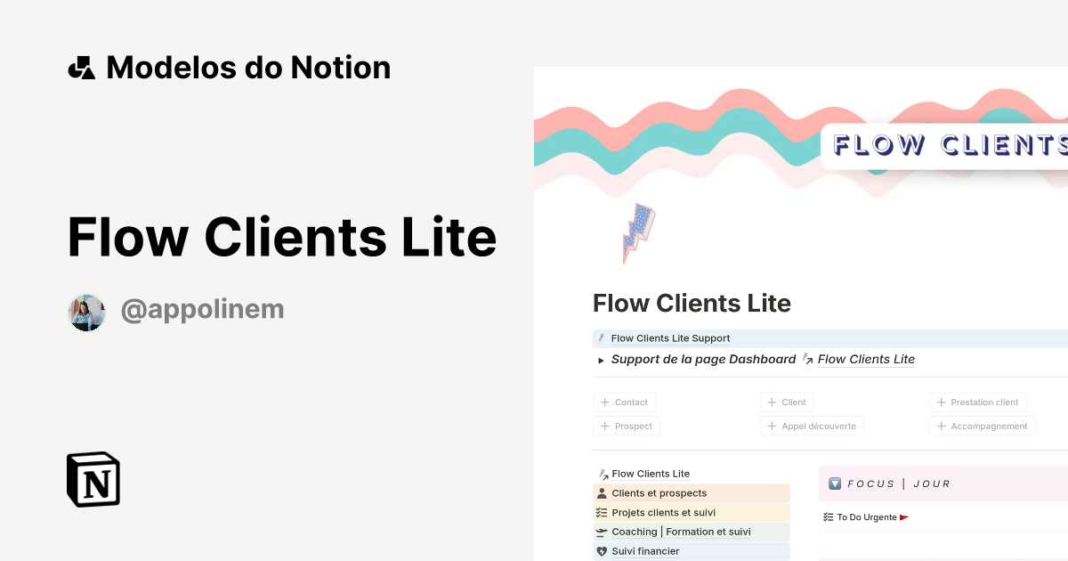 Modelo Flow Clients Lite | Marketplace do Notion