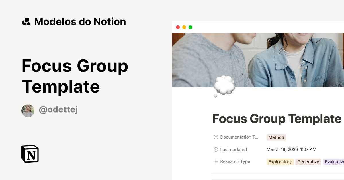 Modelo Focus Group Template | Marketplace do Notion