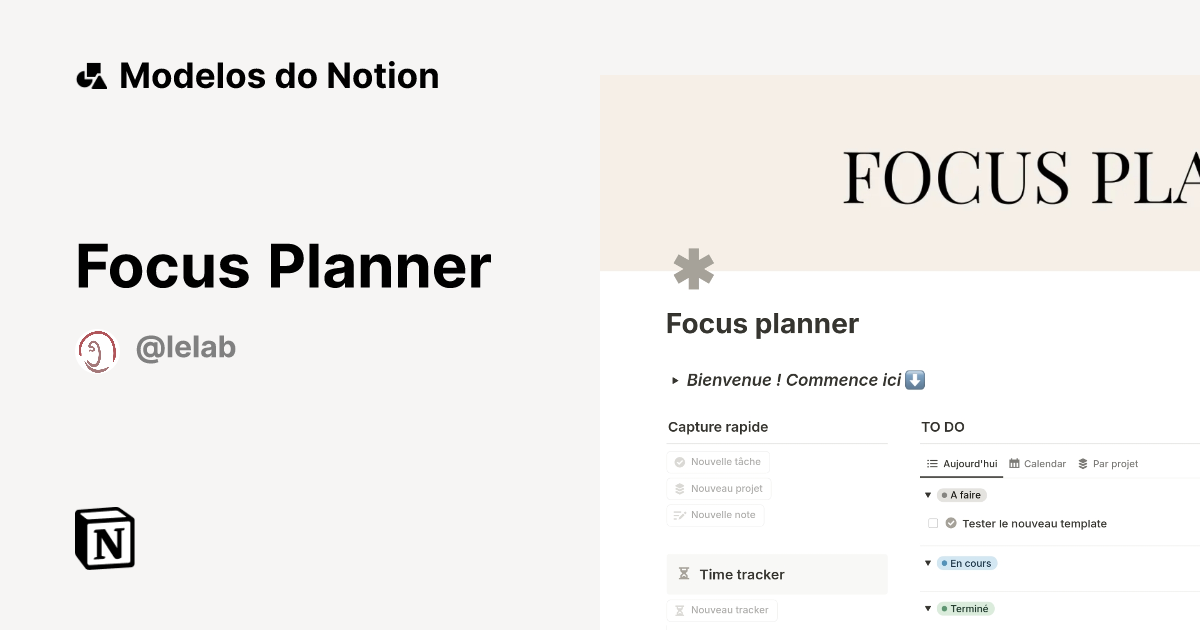 Modelo Focus Planner | Marketplace do Notion