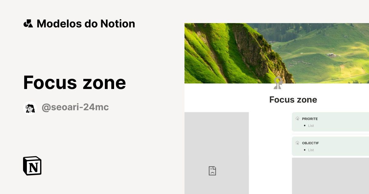 Modelo Focus zone | Marketplace do Notion