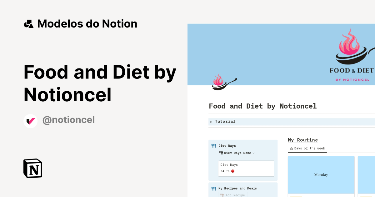 Modelo Food and Diet by Notioncel | Marketplace do Notion