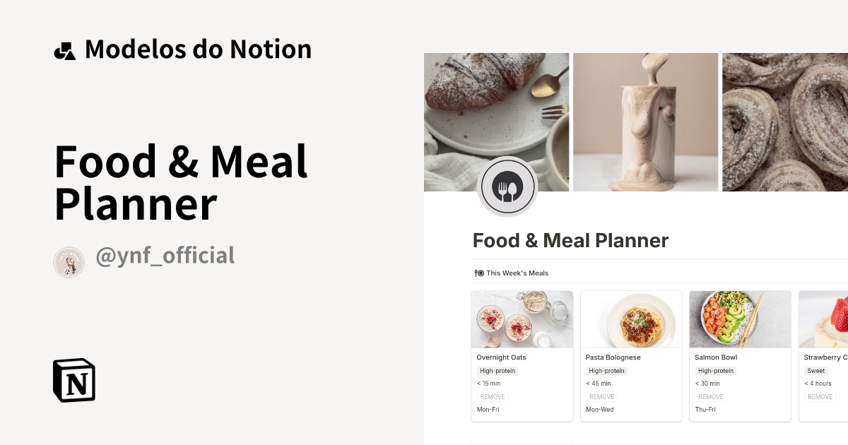 Modelo Food & Meal Planner | Marketplace do Notion